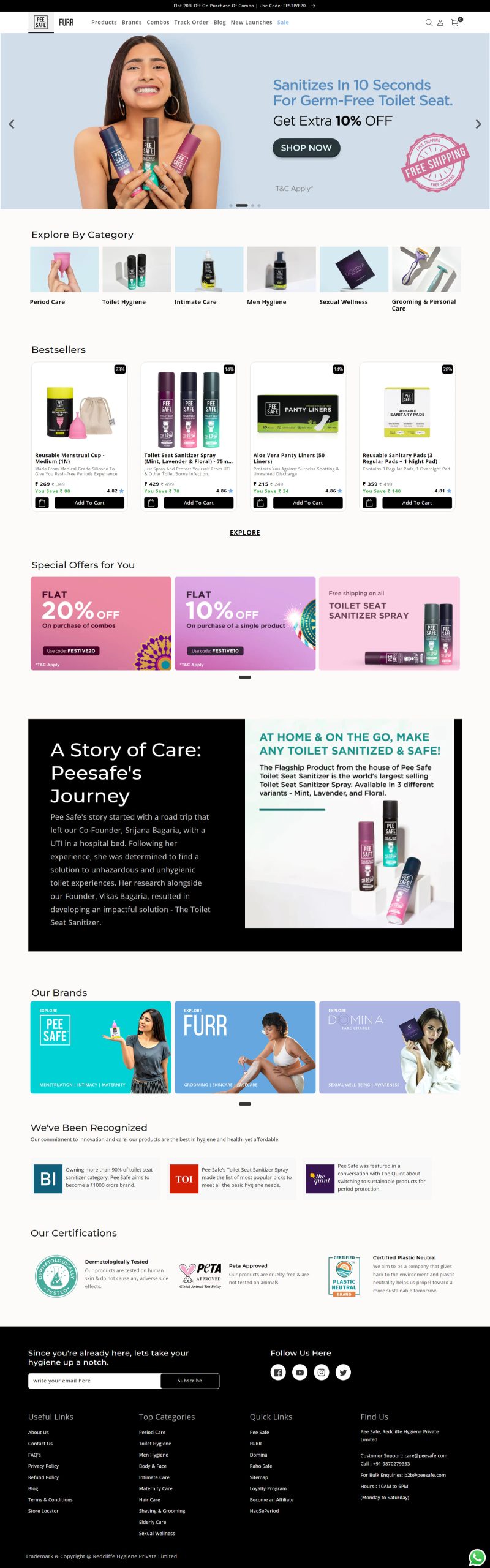 Online Store Development for Indian Sanitary Hygiene Brand